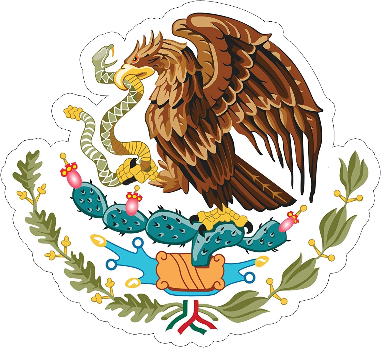Amazon.com - Mexican Flag Coat of Arms Eagle with Snake Hawk Bird ...