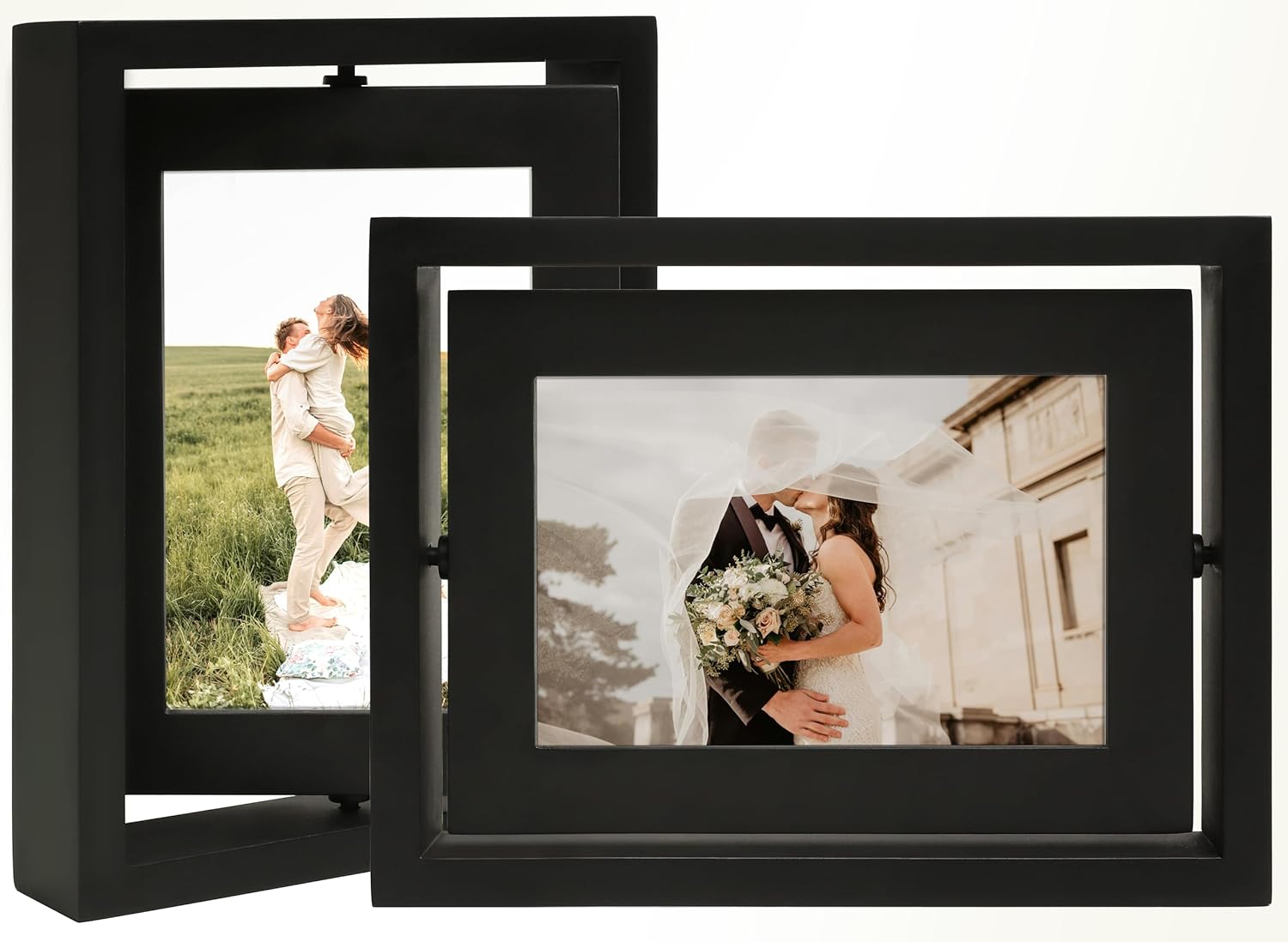 Amazon.com - VAUWINEK 5x7 Double-Sided Rotating Floating Picture Frames ...
