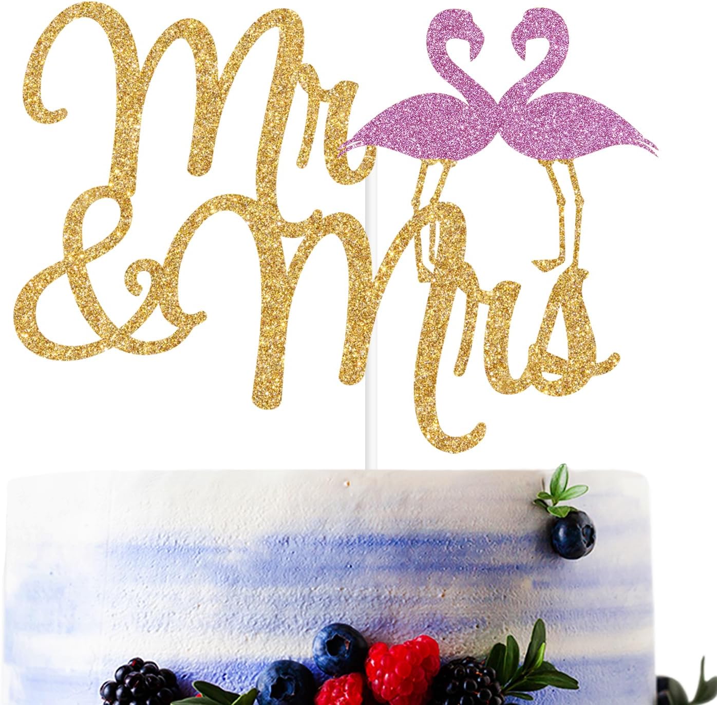 Amazon.com: Gold Glitter Mr & Mrs Cake Topper, About Damn Time/Always ...