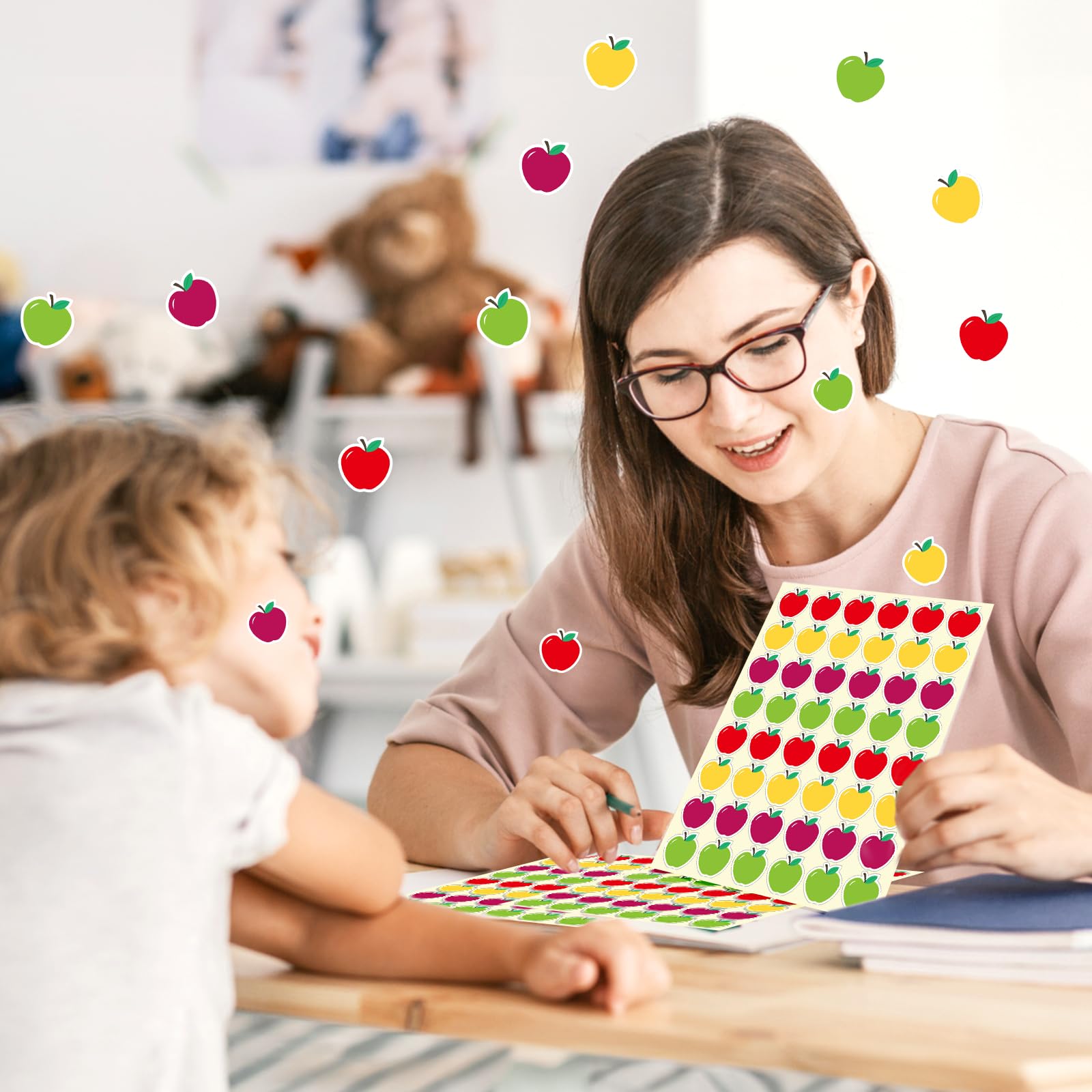 Snapklik.com : Apple Stickers - Colored Apple Shaped Stickers For Kids ...