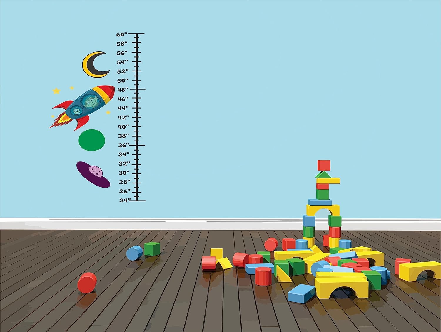 Amazon.com: Growth Chart Custom Rocket Ship Blast Off Space Mars Moon ...