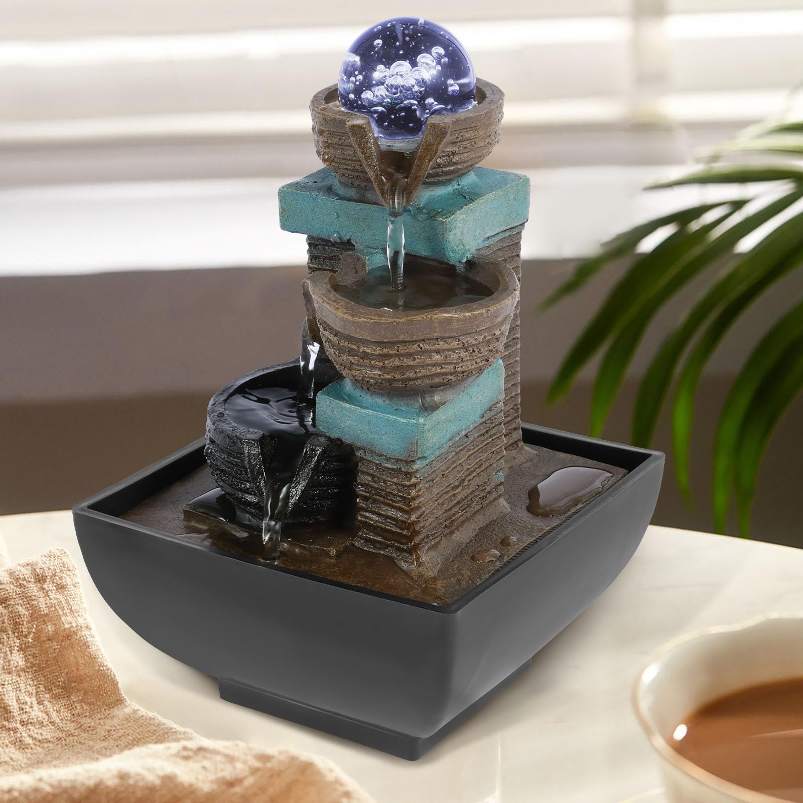 Indoor Tabletop Fountain Water Features with Illuminated Crystal Ball ...