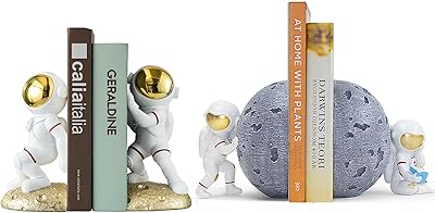 Amazon.com: Banllis Heavy Duty Astronaut Bookends, Space-Themed Book ...