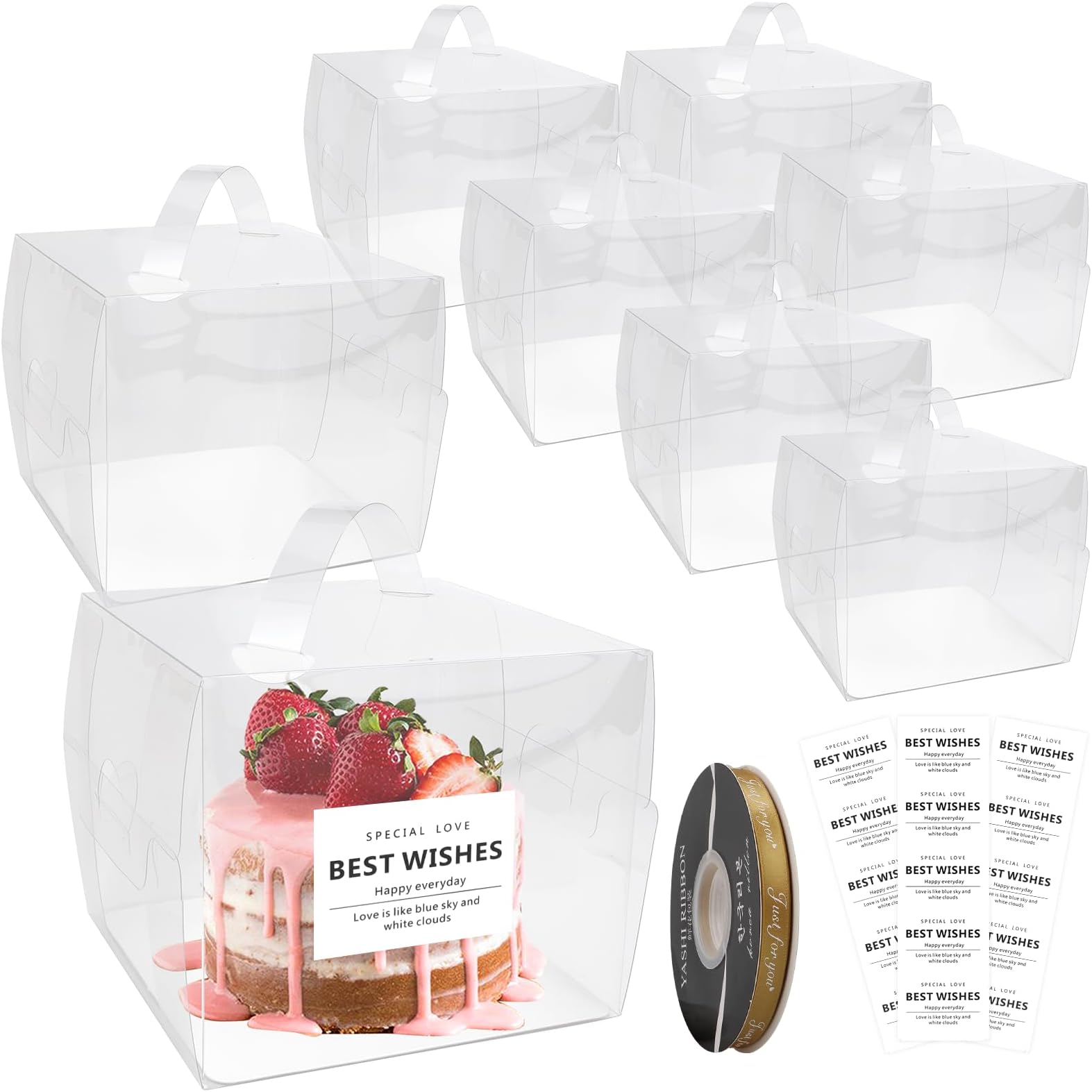 Amazon.com: SHUESS 30Pcs Clear Cake Box 6 Inch，6x6x5Inch Transparent ...