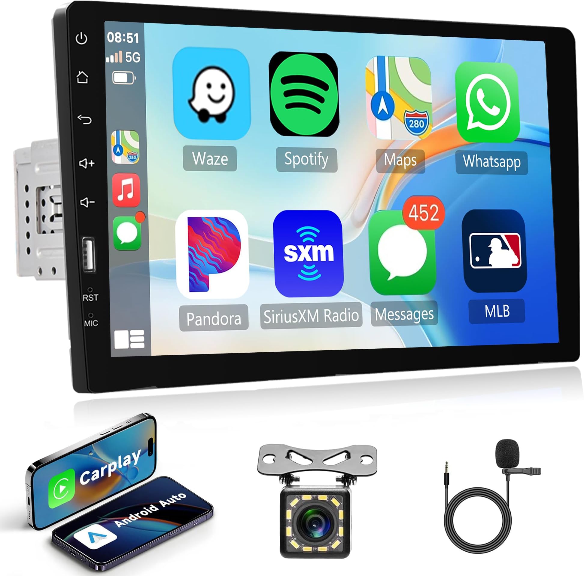 Car Radio Single Din Carplay Touchscreen Car Stereo, Rimoody 9 Inch ...