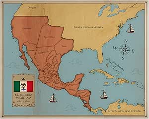 Amazon.com - The Empire of Mexico 1822 Vintage Map Poster