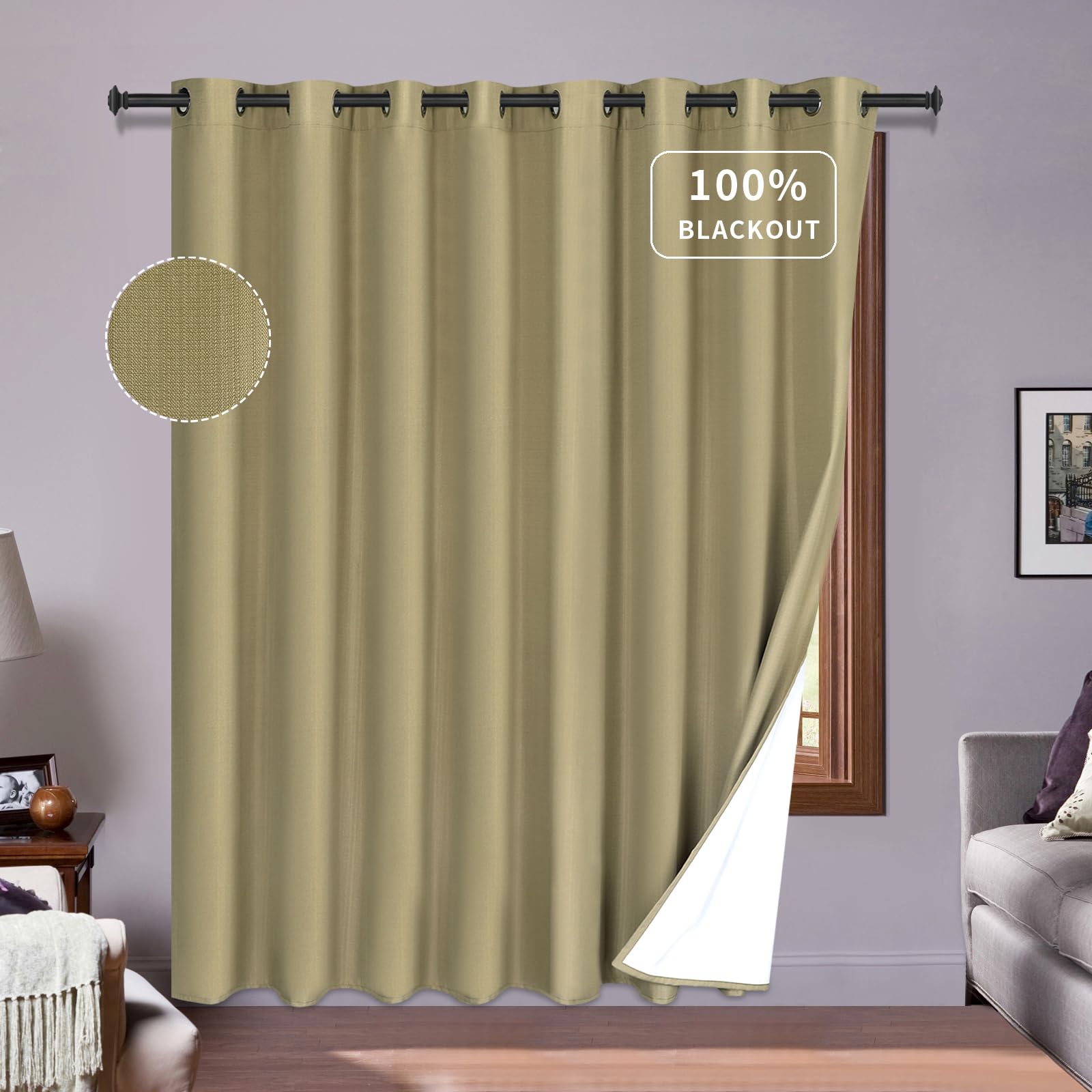 PureFit 100% Blackout Curtains 84 Inch Long Linen Room Darkening ...