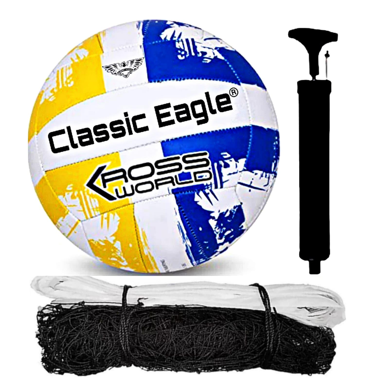 Buy Classic Eagle Kross World PVC Volley Ball with Air Pump and Nylon ...