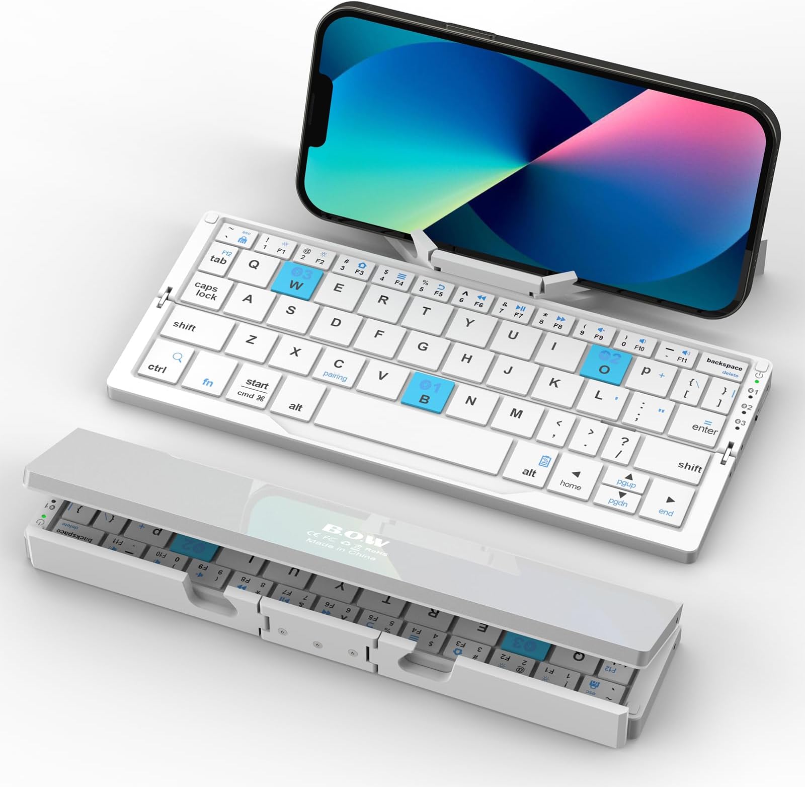 BRIMFORD Folding Bluetooth Keyboard with Magnetic Stand, Aluminum Alloy ...