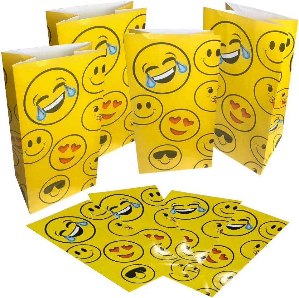 Amazon.com: ArtCreativity Emoji Party Favor Bags, Pack of 12, Emoticon ...