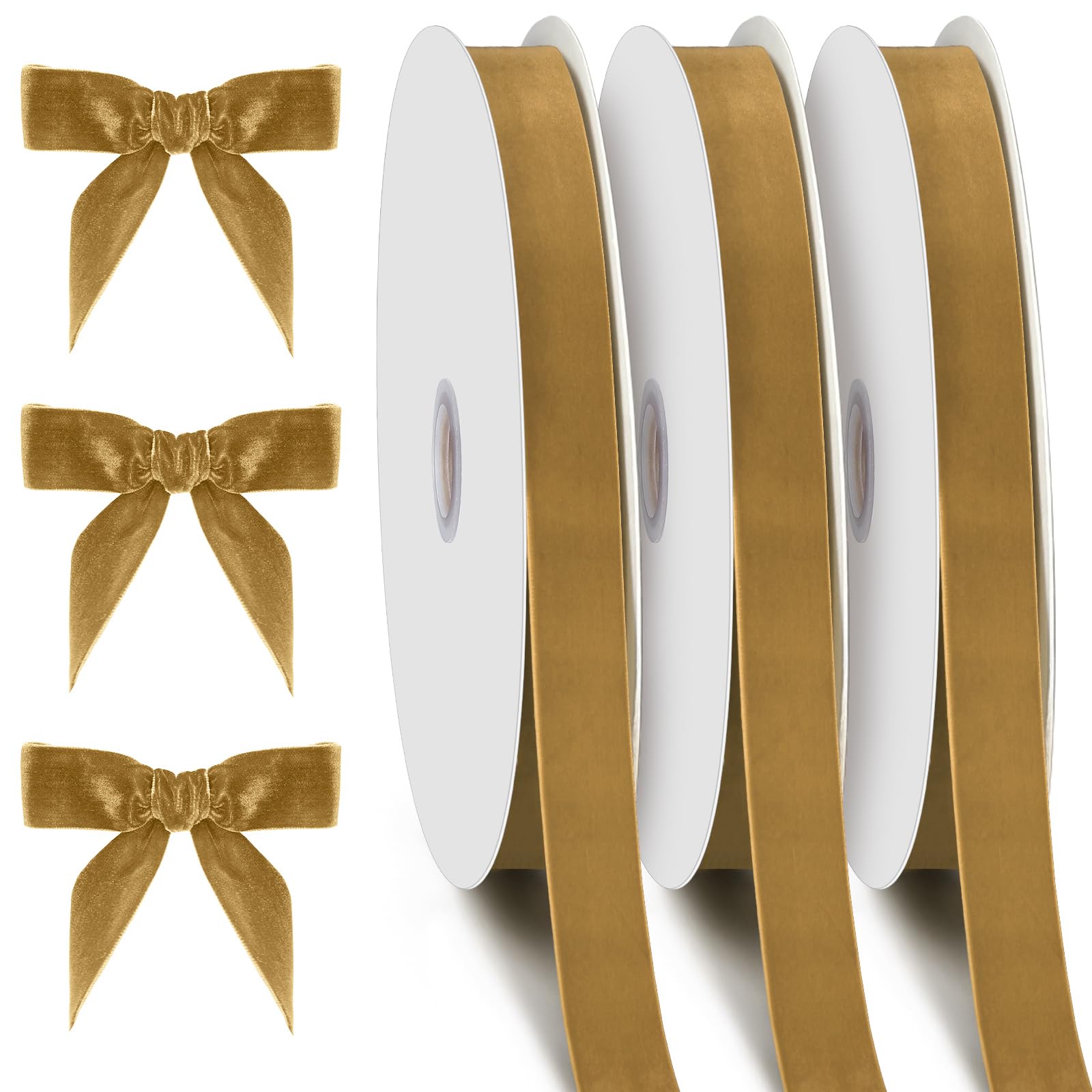 Amazon.com: 75 Yards/ 3 Rolls Vintage Velvet Ribbon Christmas Velvet ...