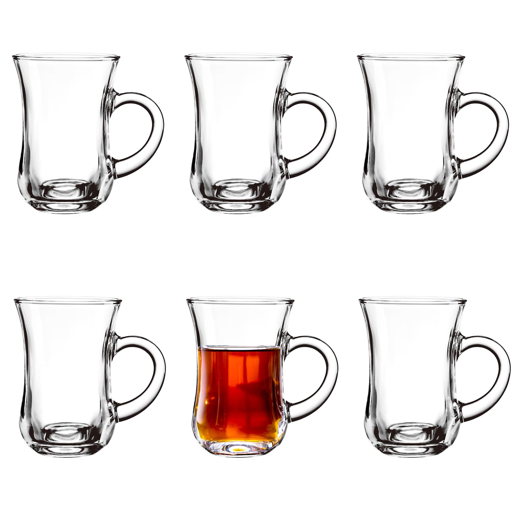 binsakao Turkish Tea Glasses with Handle - 6 pcs Tea Cups, Slim Waist ...
