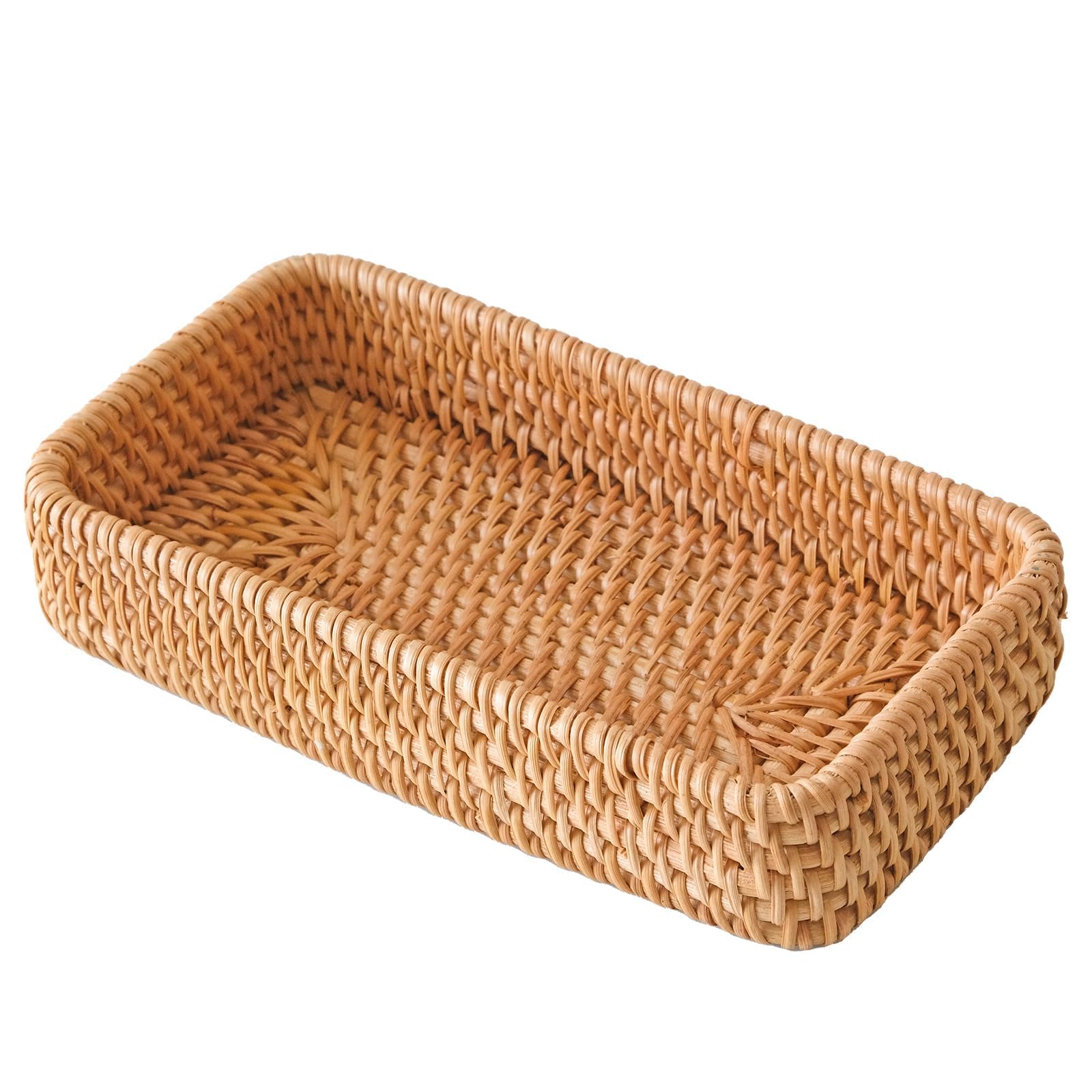 Amazon.com: Small Rattan Serving Tray, Natural Wicker Decorative Tray ...