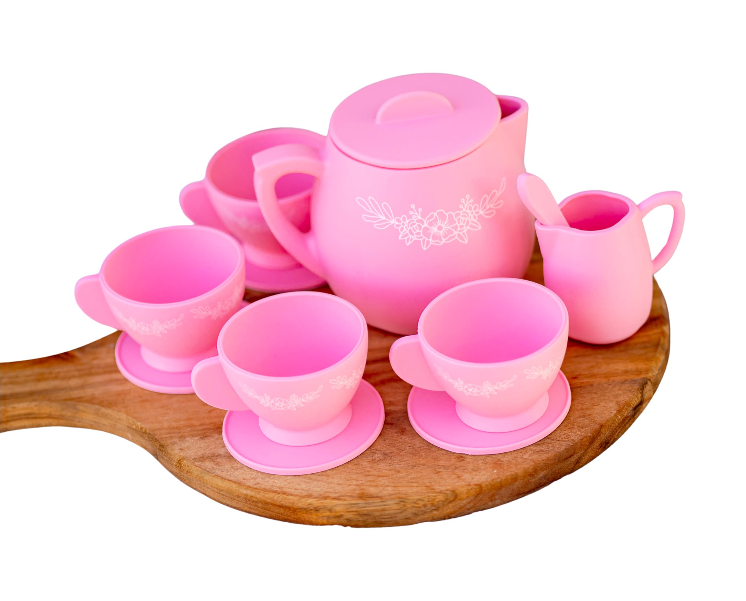 Amazon.com: Eco-Friendly Floral Silicone Tea Set for Kids , Tea Sets ...
