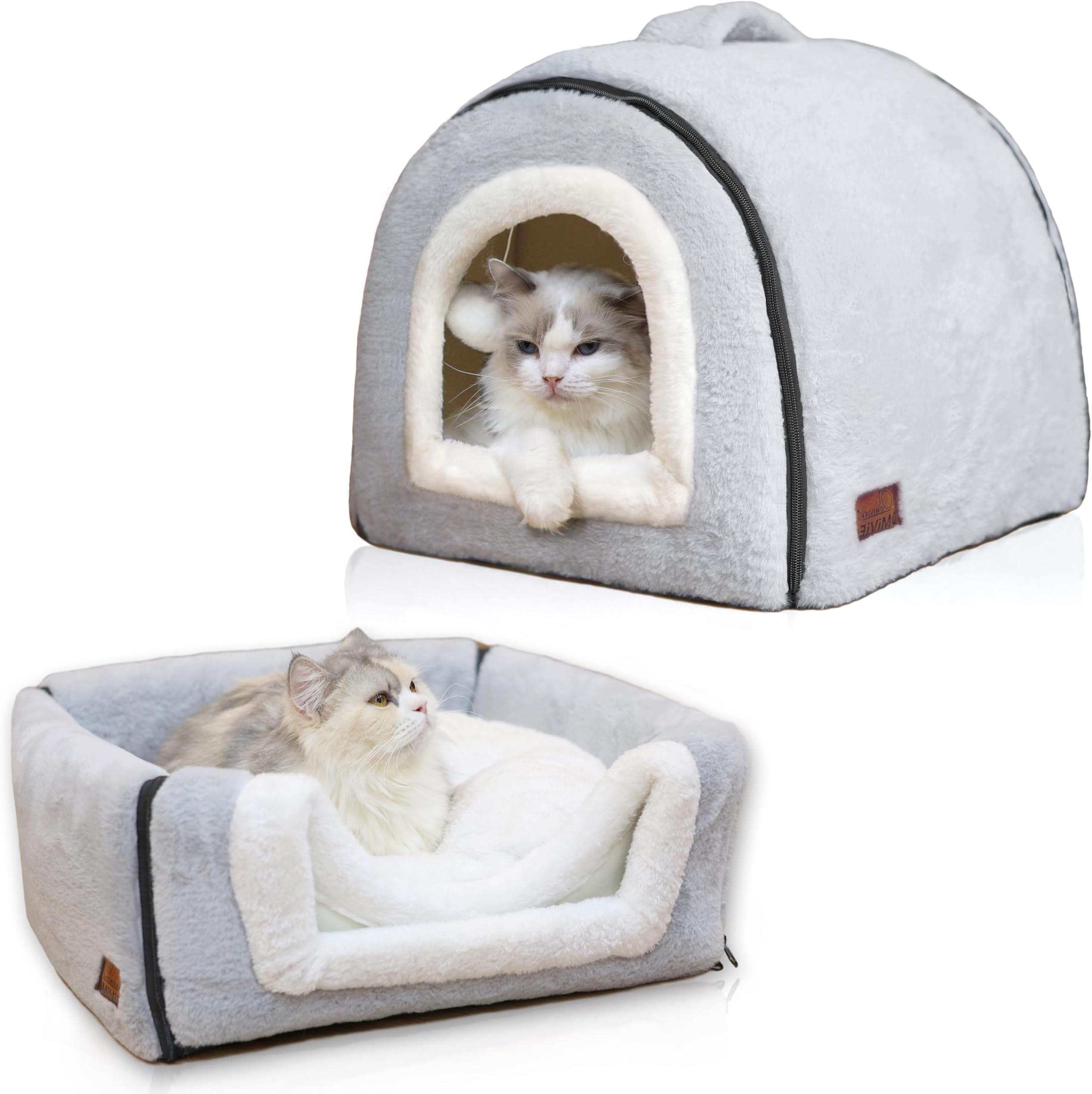 OMIVIER Cat Bed for Indoor Cats，Foldable cat cave，Anti-Slip & Water ...