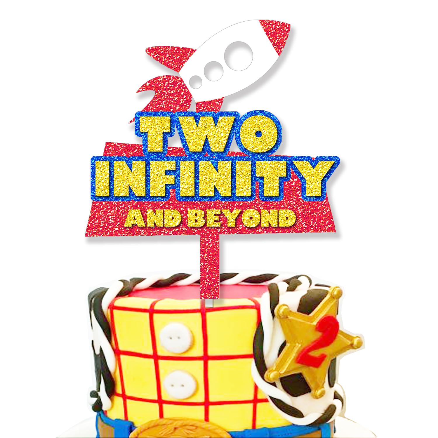 Amazon.com: Two Infinity and Beyond Cake Topper Glitter Cartoon Story ...