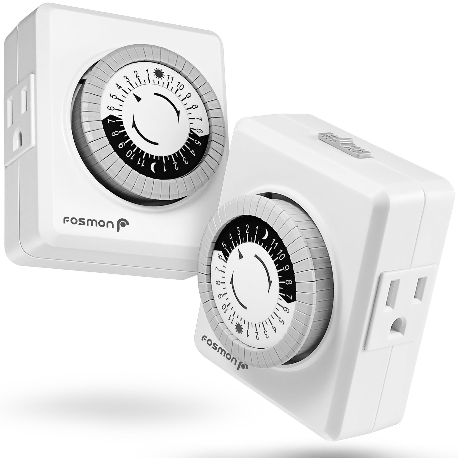 24 Hour Timer Outlet 2 Pack Fosmon 3 Prong Dual Outlet Plug in