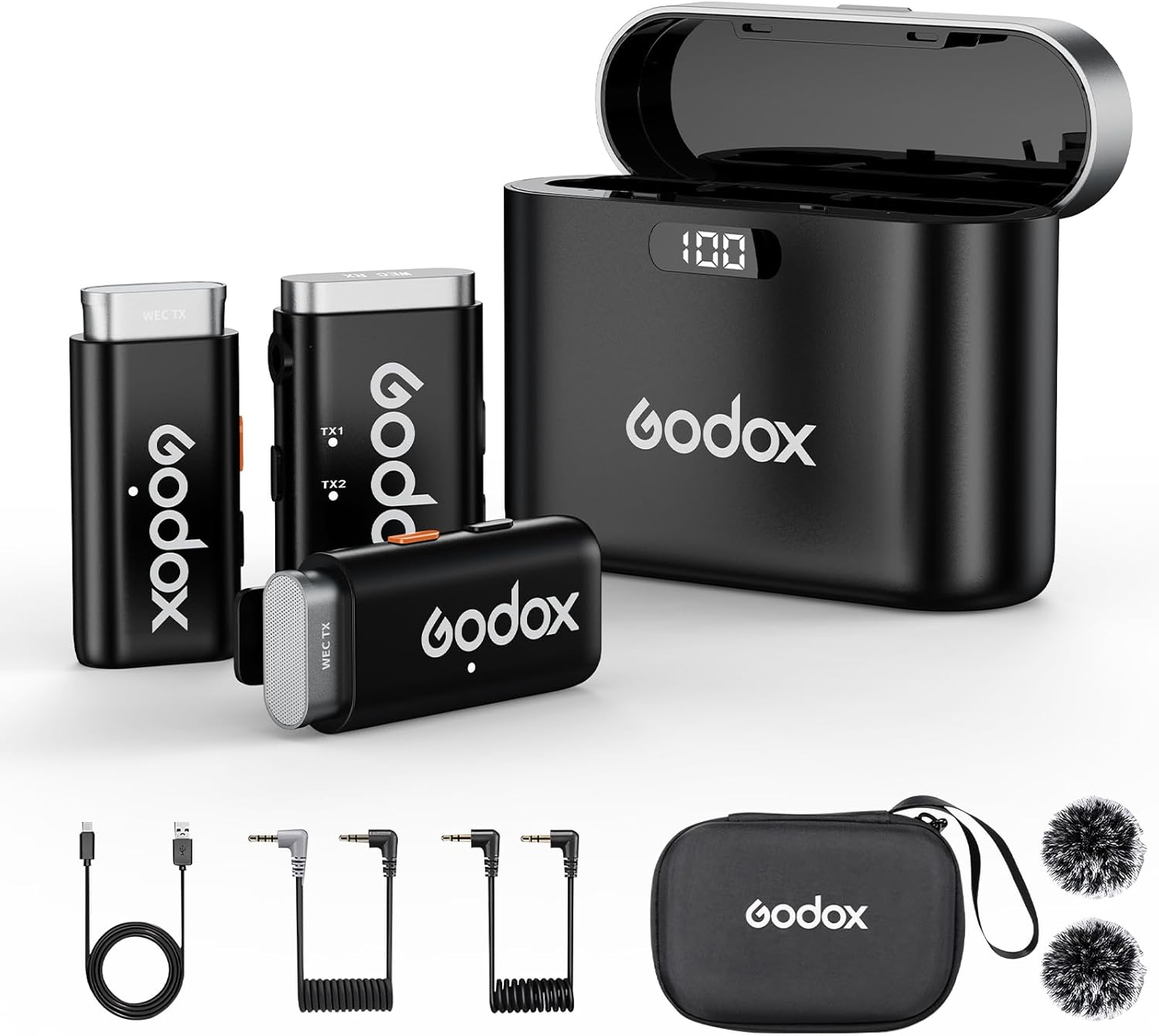 Amazon.com: GODOX WEC Wireless Lavalier Microphone 24H 200m Wireless ...