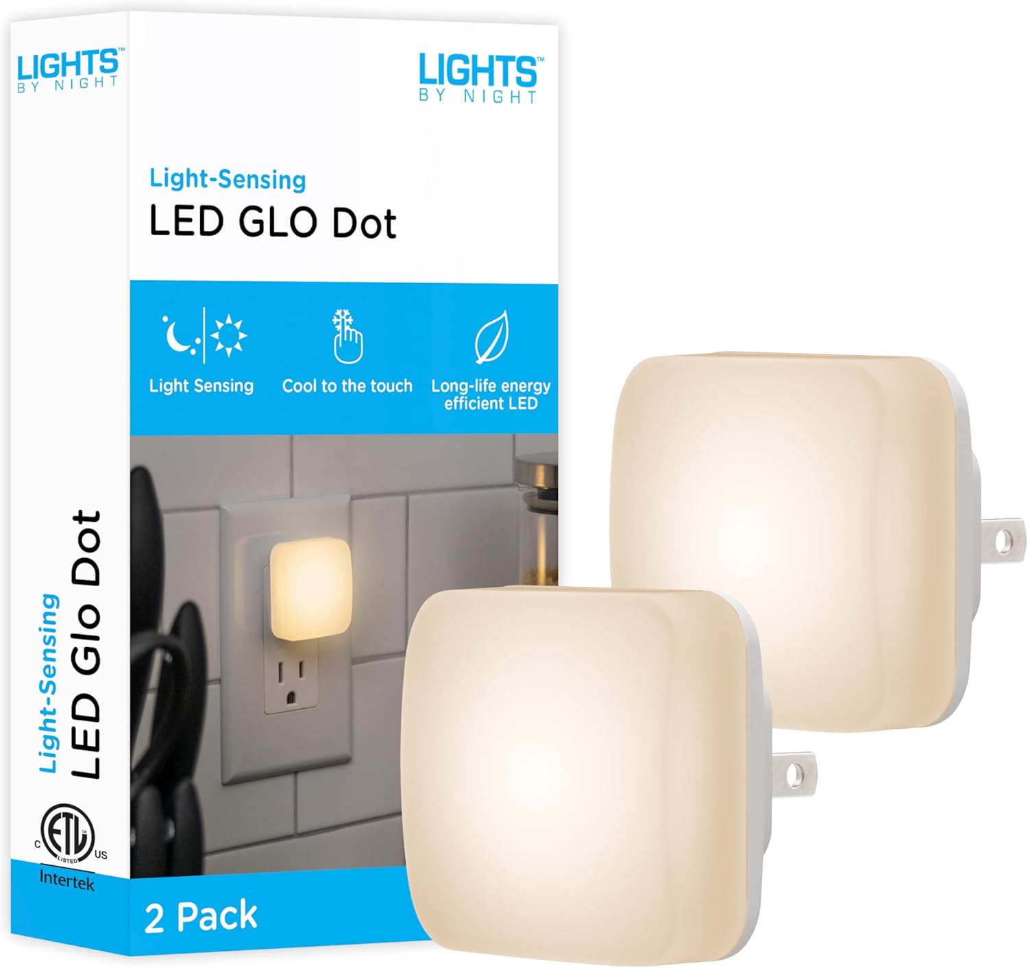 Lights By Night Mini Square LED Night Light, Plug-in, Dusk to Dawn ...