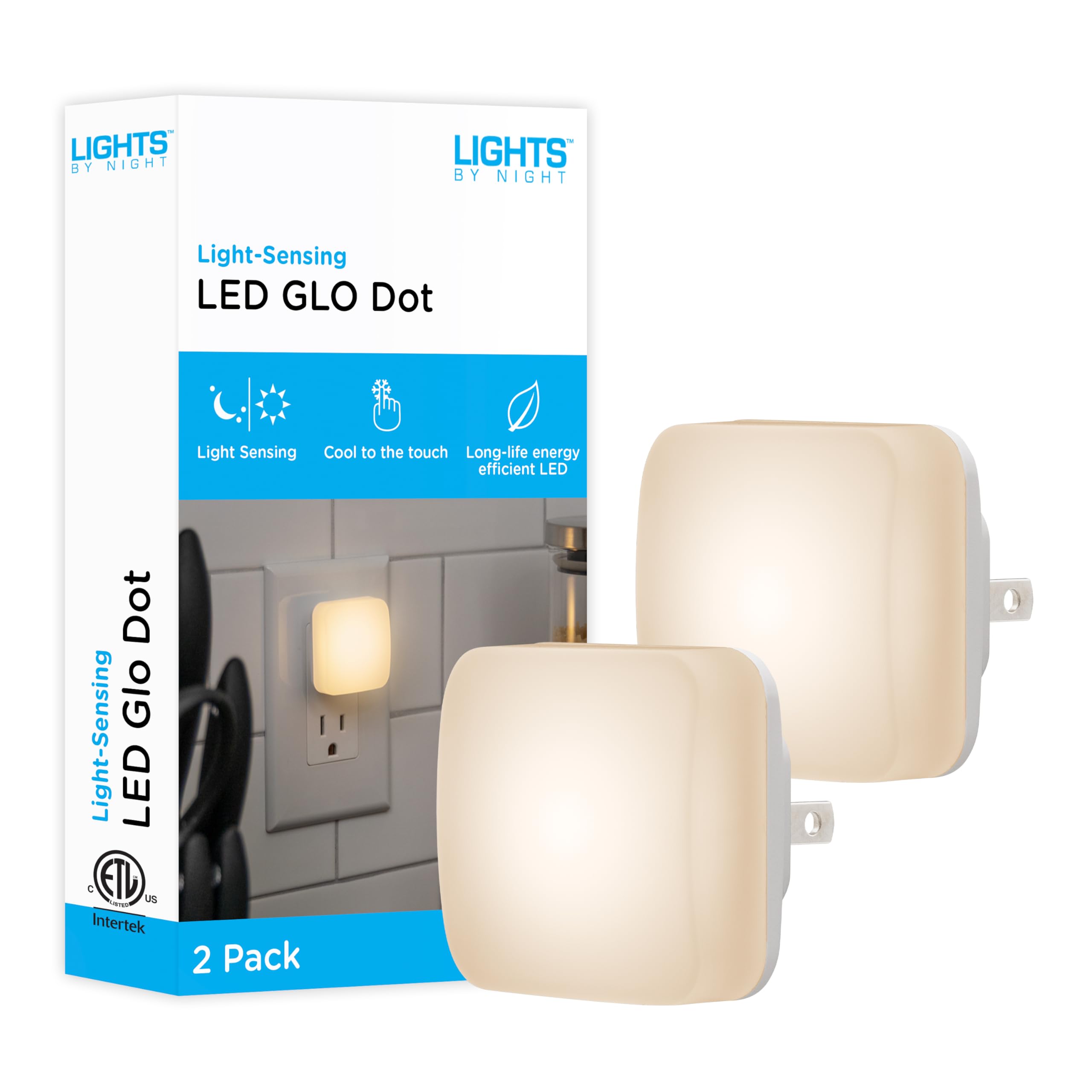 Lights By Night Mini Square LED Night Light, Plug-in, Dusk to Dawn ...