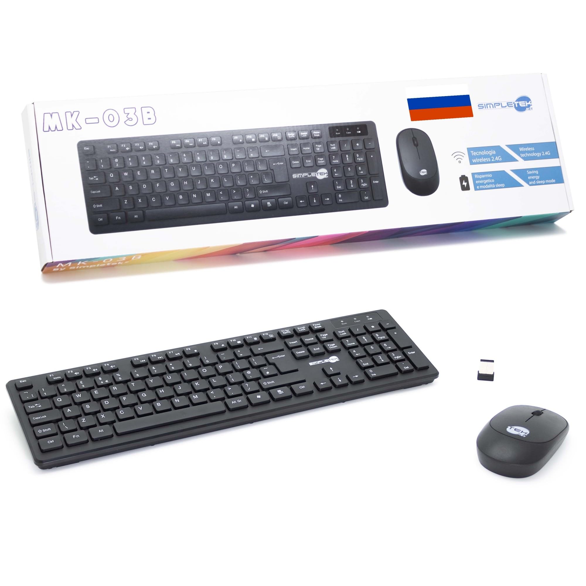 Simpletek - Wireless Mouse and Keyboard Kit 2.4G Russian Layout ...