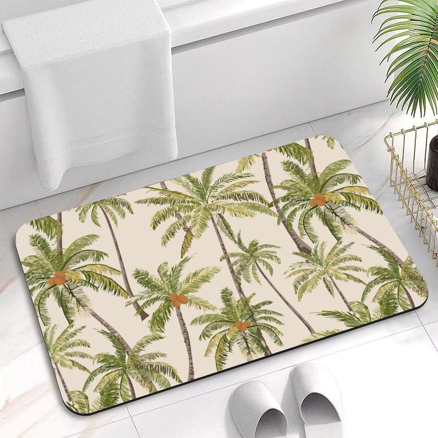 Amazon.com: velumair Vintage Tropical Palm Trees Bath Mats Non-Slip ...