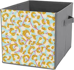 Amazon.com: MEIKKO Golden Glitter Leopard Pink Storage Cubes,Fabric ...