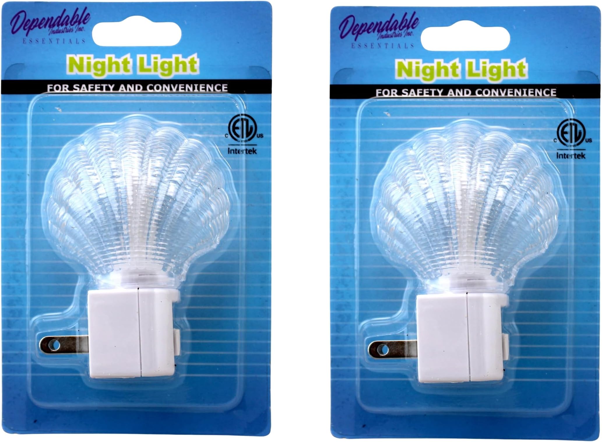 Dependable Industries inc. Essentials Set of 2 Sea Shell LED Night ...
