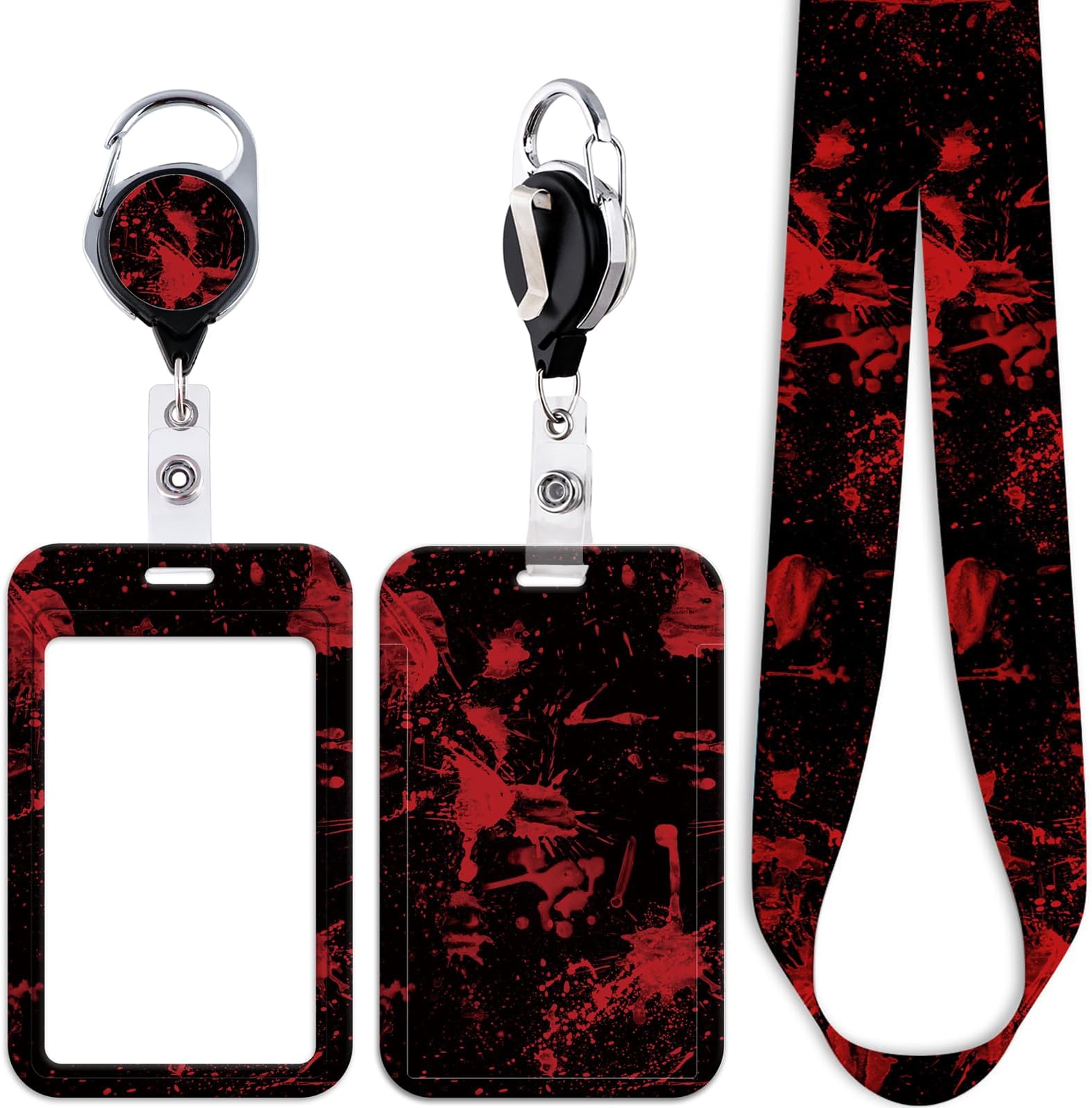 Amazon.com : Funny Ghosts Face ID Badge Holder with Lanyard Retractable ...