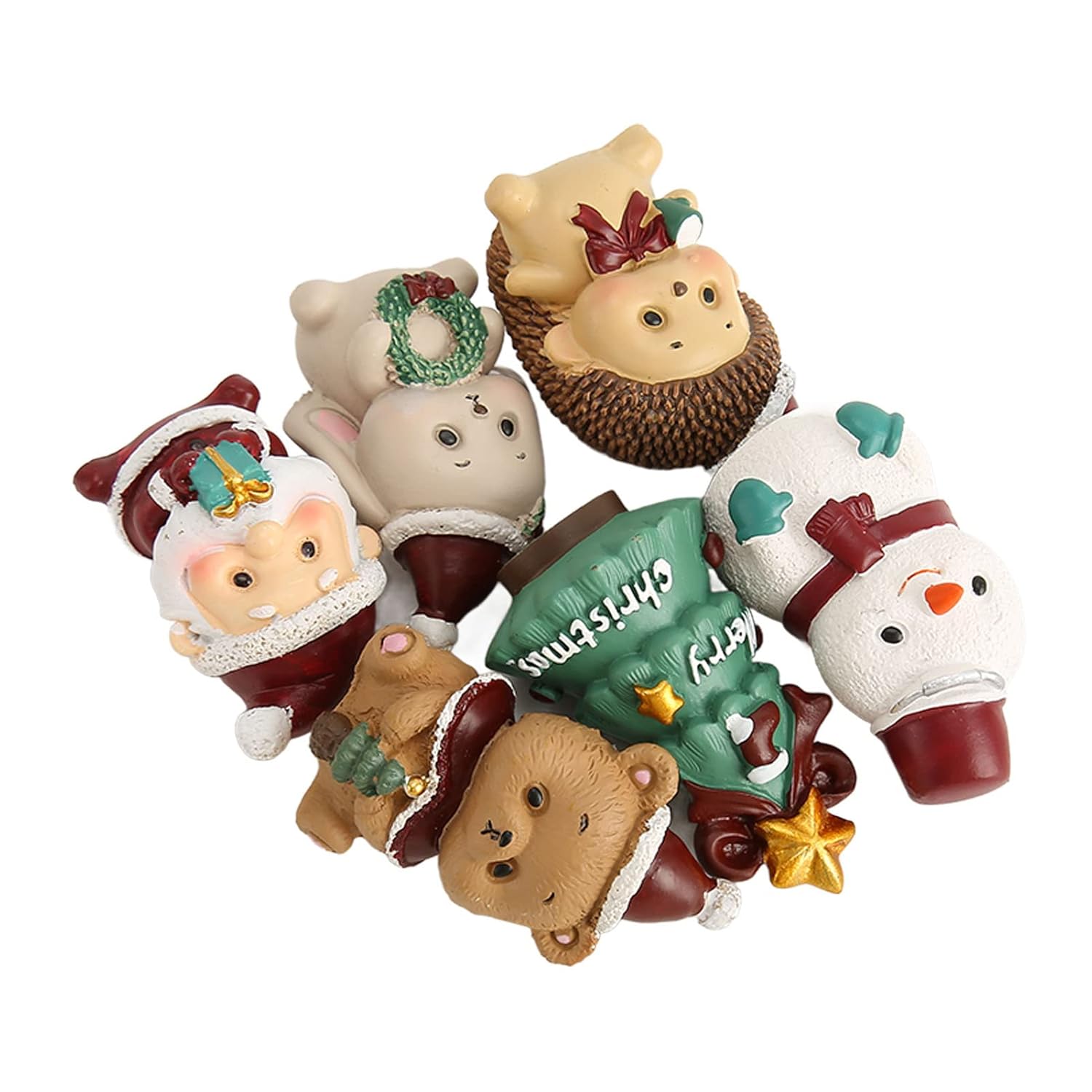 Miniature Christmas Figurines, 6 Pieces Durable Resin Mini Christmas ...
