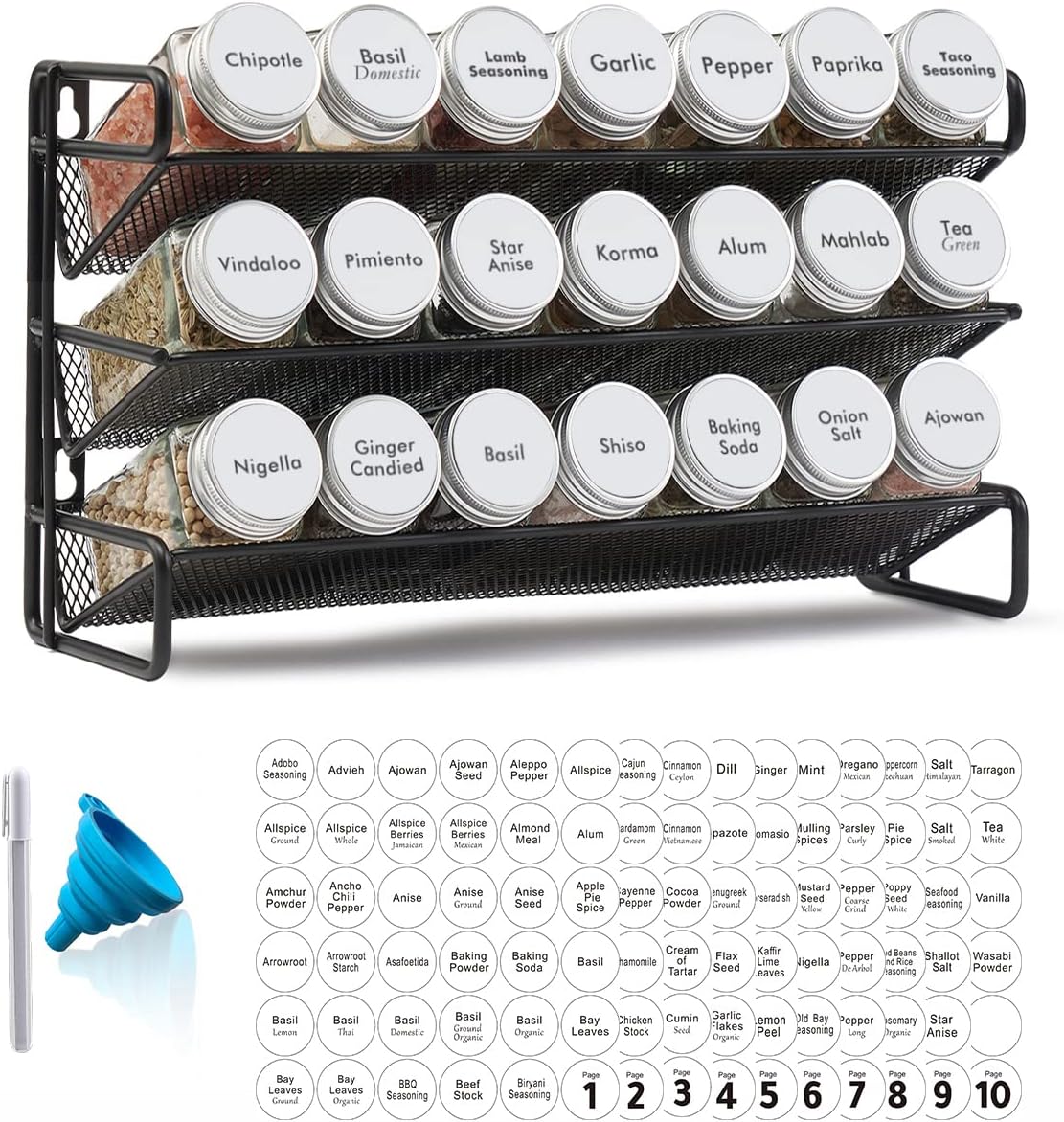 Amazon.com: SpaceAid Spice Rack Organizer with 20 Spice Jars, 386 Spice ...