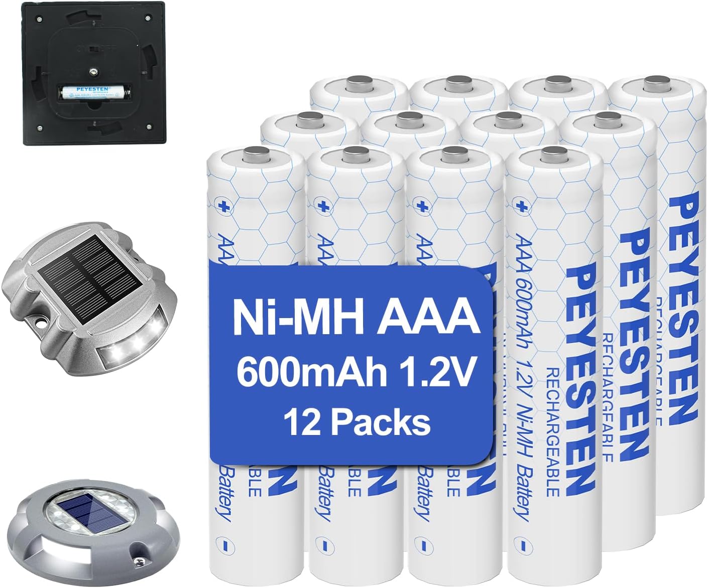 PEYESTEN AAA Ni-MH Rechargeable Batteries 1.2V 600mAh, Triple A ...