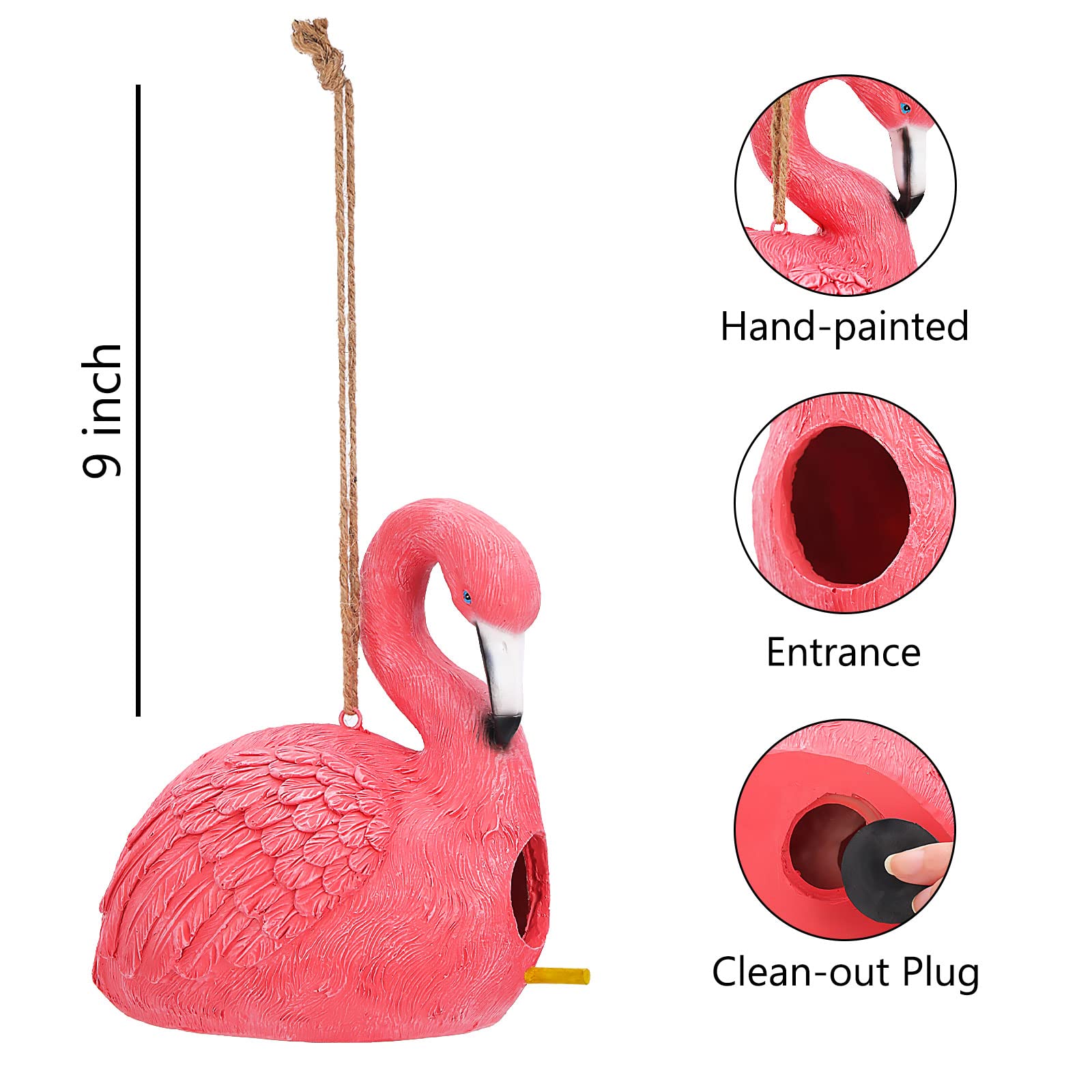 Snapklik.com : Bird House For Outside, Hanging Handcrafted Flamingo ...