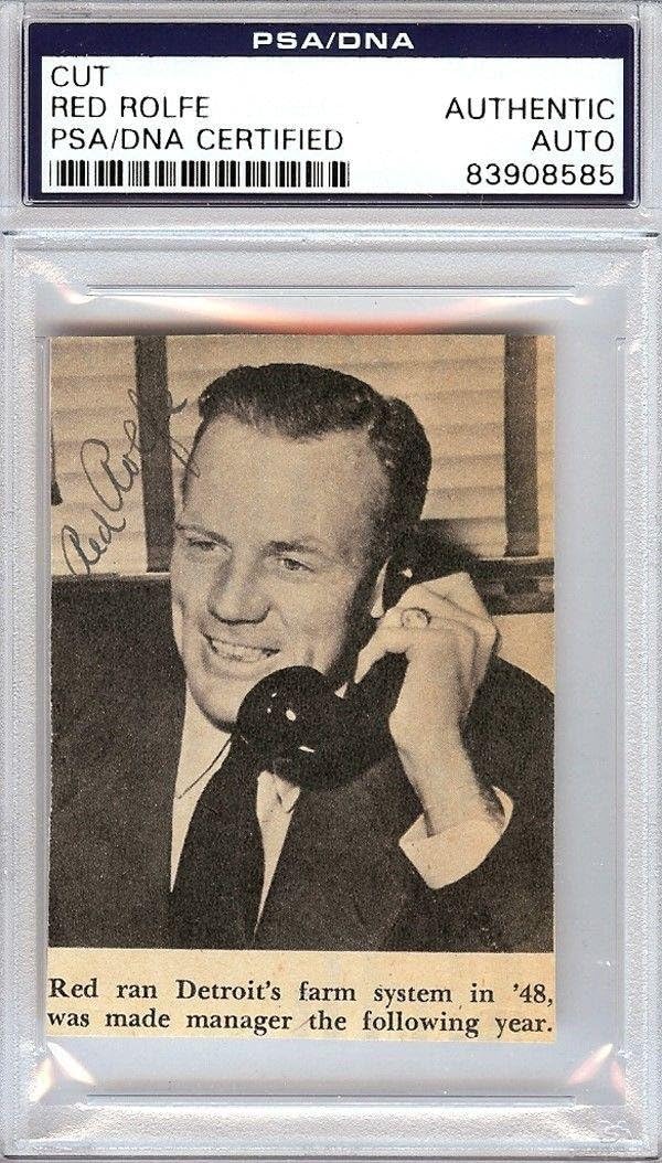 Red Rolfe Autographed Photo - 2 5x3 Newspaper Page Tigers - PSA/DNA ...