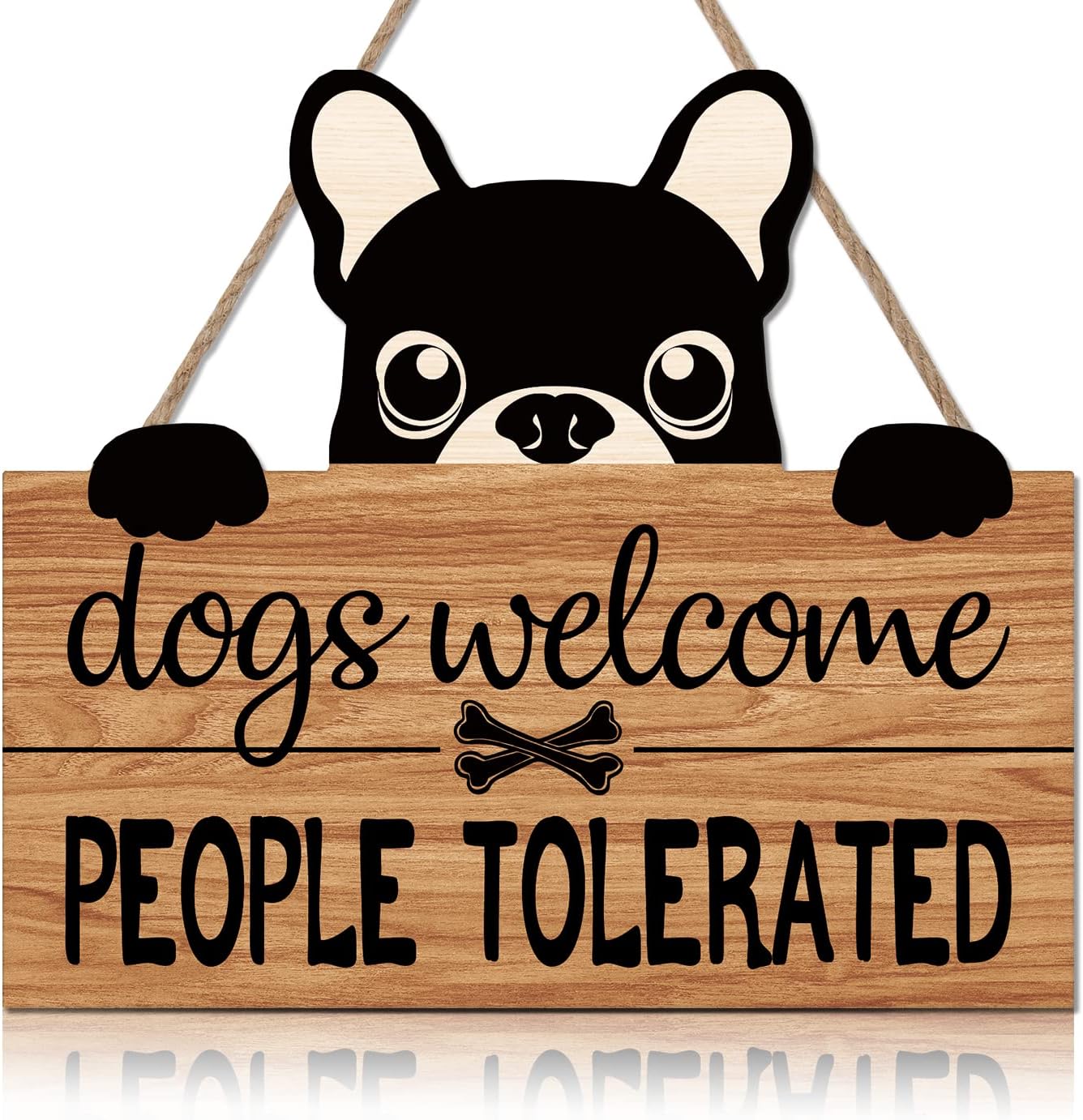 Amazon.com: LHIUEM Dogs Welcome People Tolerated Hanging Wood Sign ...