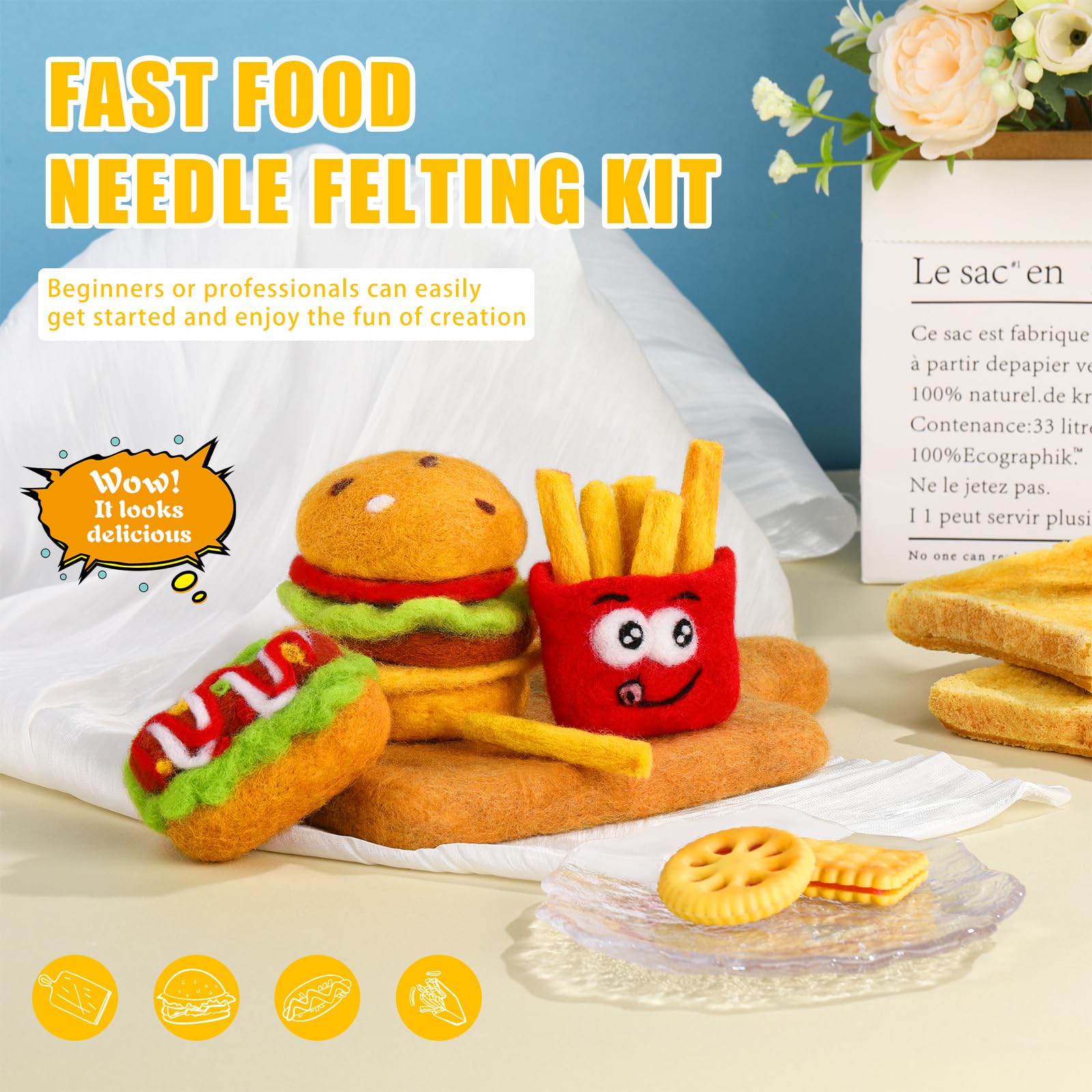 Snapklik.com : Kdafio 3 Pack Fast Food Needle Felt Beginner Kit ...