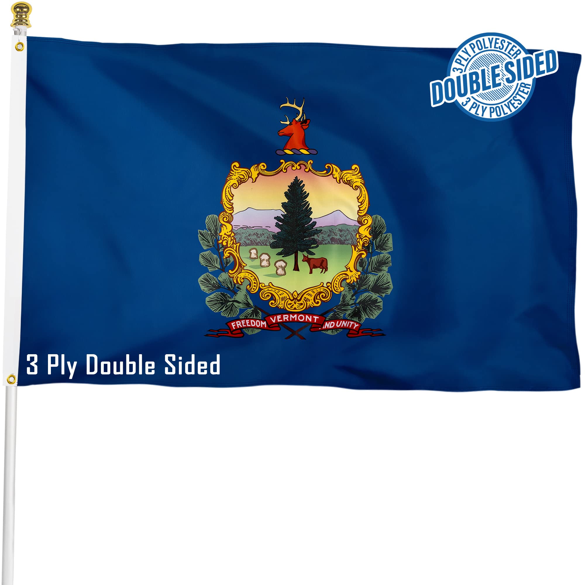 Amazon.com : XIFAN Double Sided Vermont State Flag 3x5 ft, Heavy Duty 3 ...