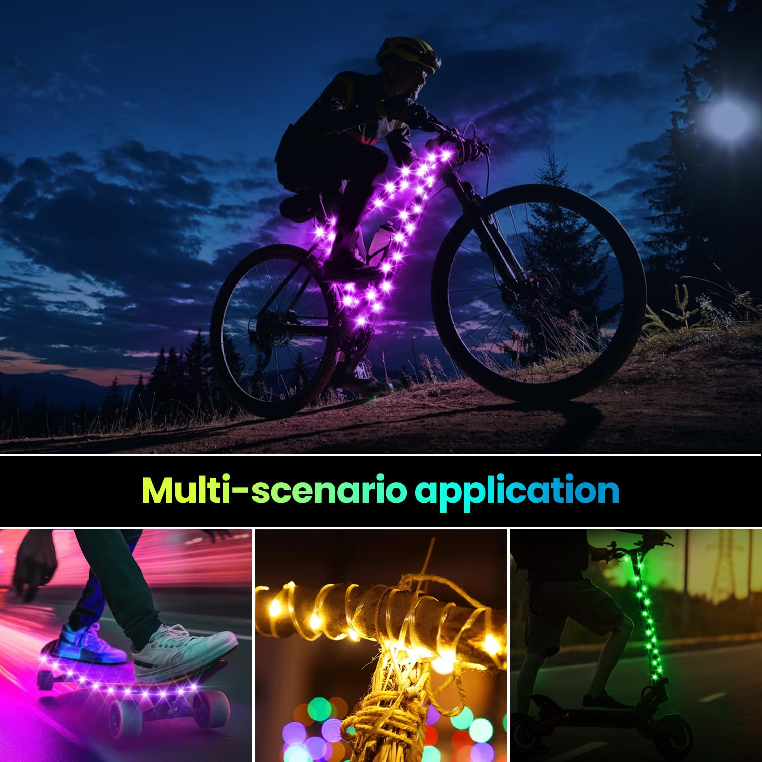 Rgb Bicycle Frame Strip Lights GOSLMYY RGB Bike Frame Lights - 16 Color ...