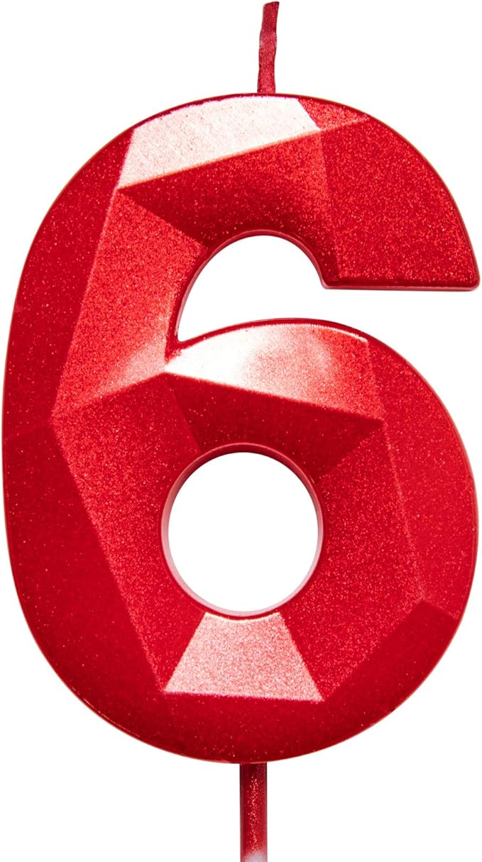 Amazon.com: 2.75in Tall 3D Diamond Shape Bright Red 6 Candles, Red ...