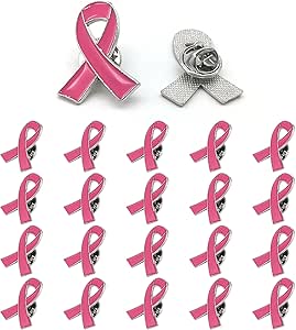 Heyiminy 20Pcs Breast Cancer Awareness Lapel Pins for Women Hope Pink Ribbon Lapel Pins Metal ...