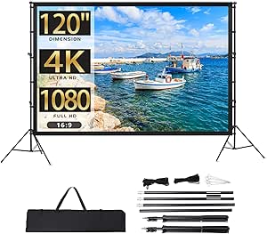 Amazon.com: Projector Screen and Stand, 120 Inch Portable Projection ...