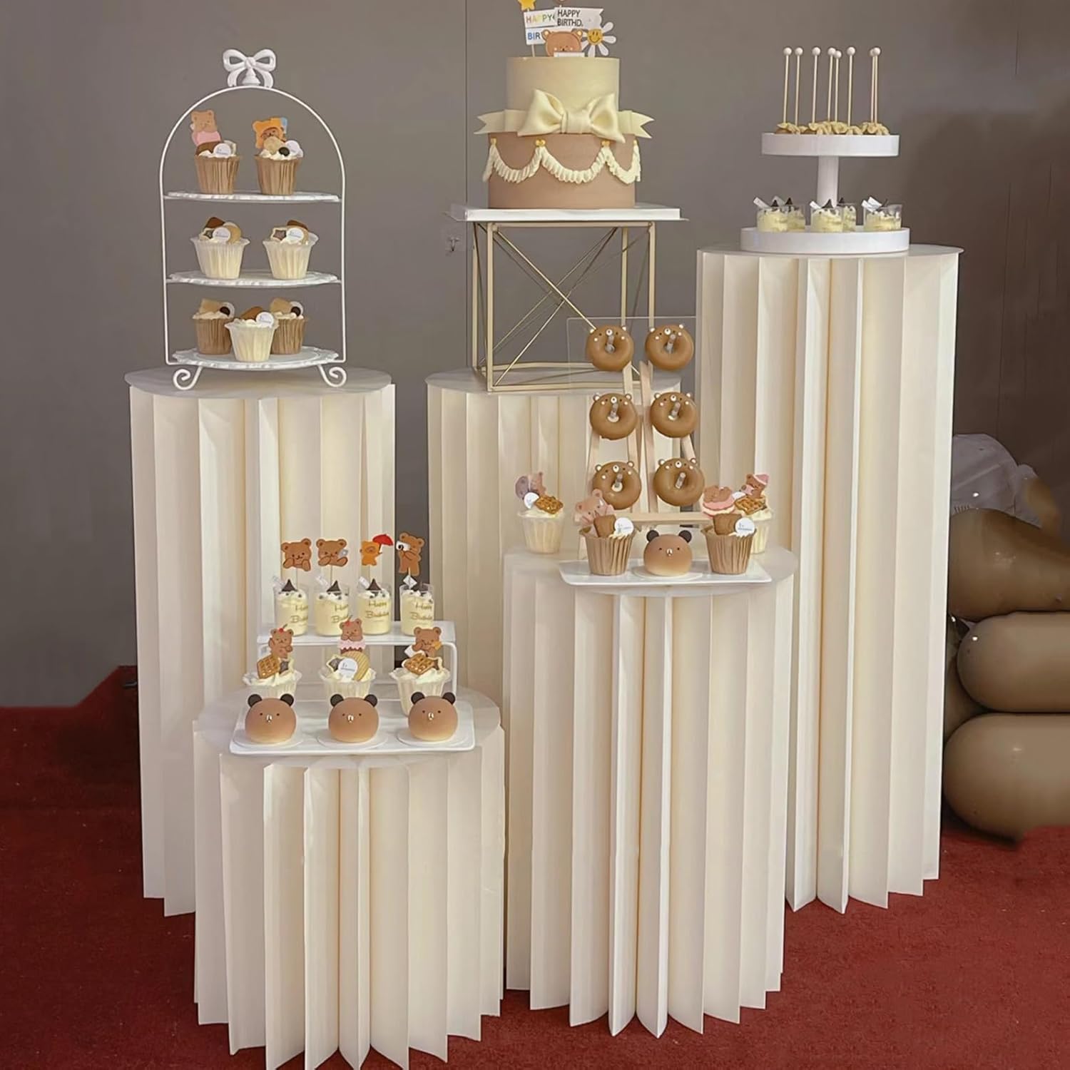 Amazon.com: Cylinder pillar stand,5PCS Foldable Paper Columns Display ...