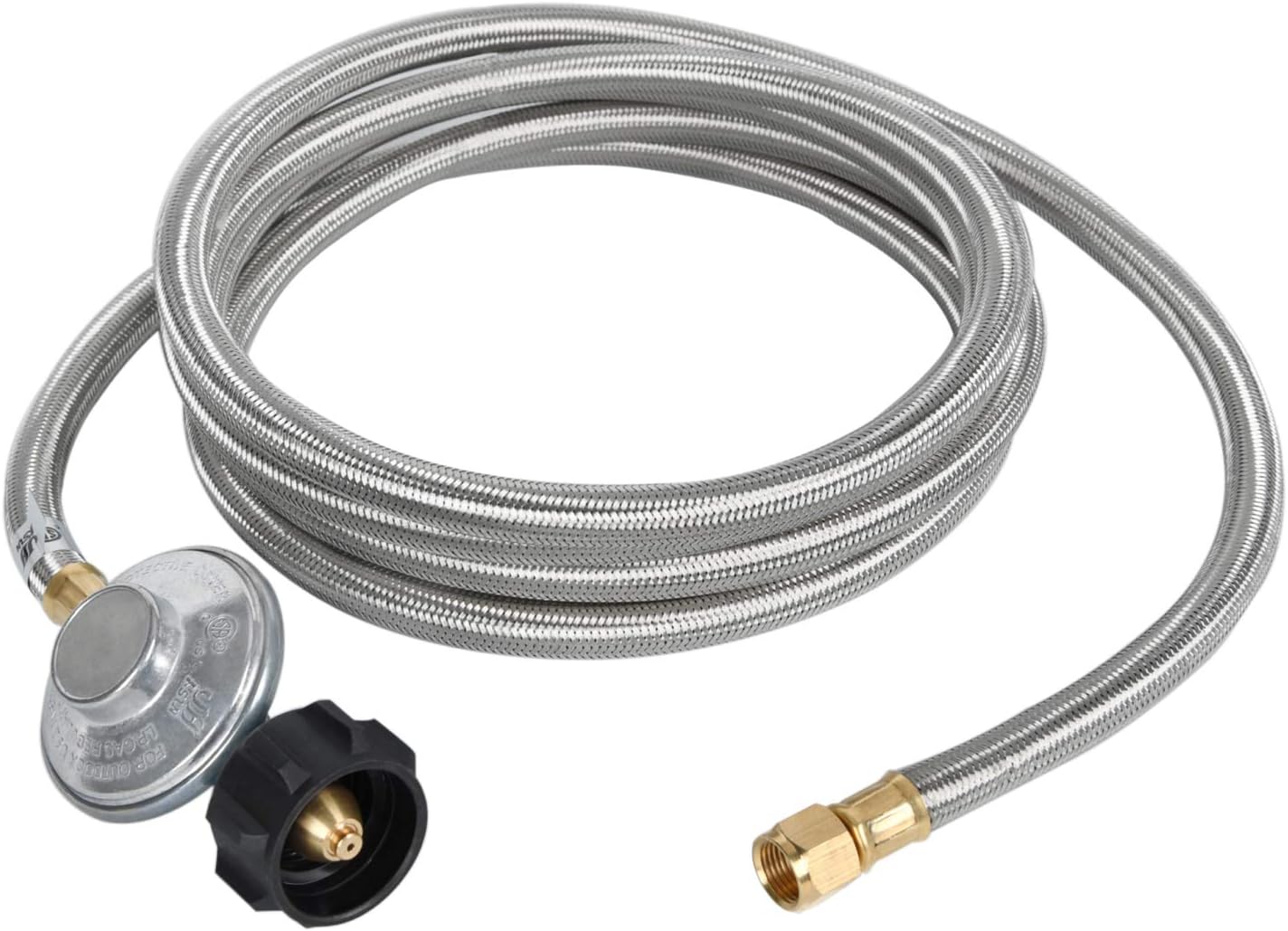 Amazon.com : GasSaf 12FT Stainless Braided Propane Regulator with Hose ...