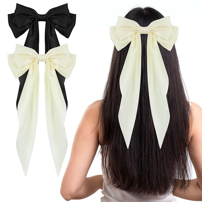 Amazon.com : Lusofie 2 Pcs Bow Hair Clips Silky Satin Hair Bows ...