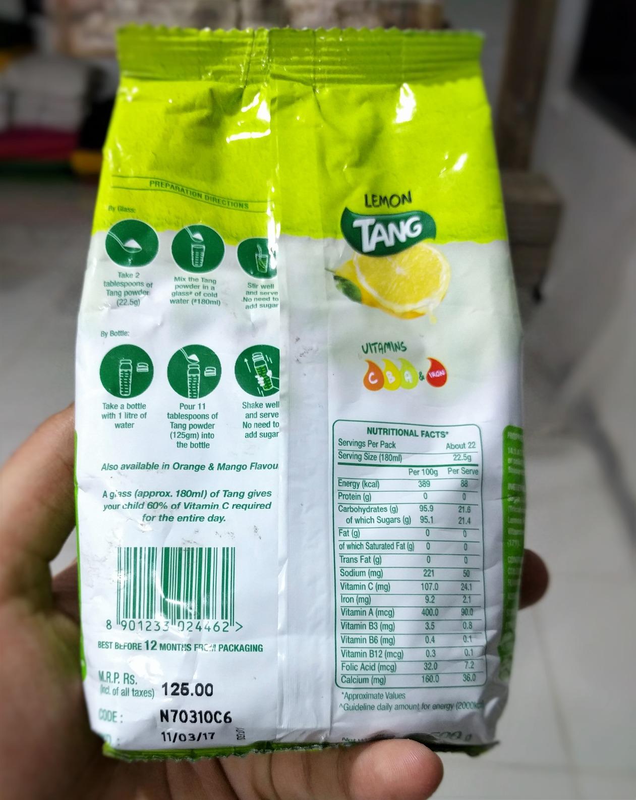 Tang Instant Drink Mix, Lemon, 500g : Amazon.in: Grocery & Gourmet Foods