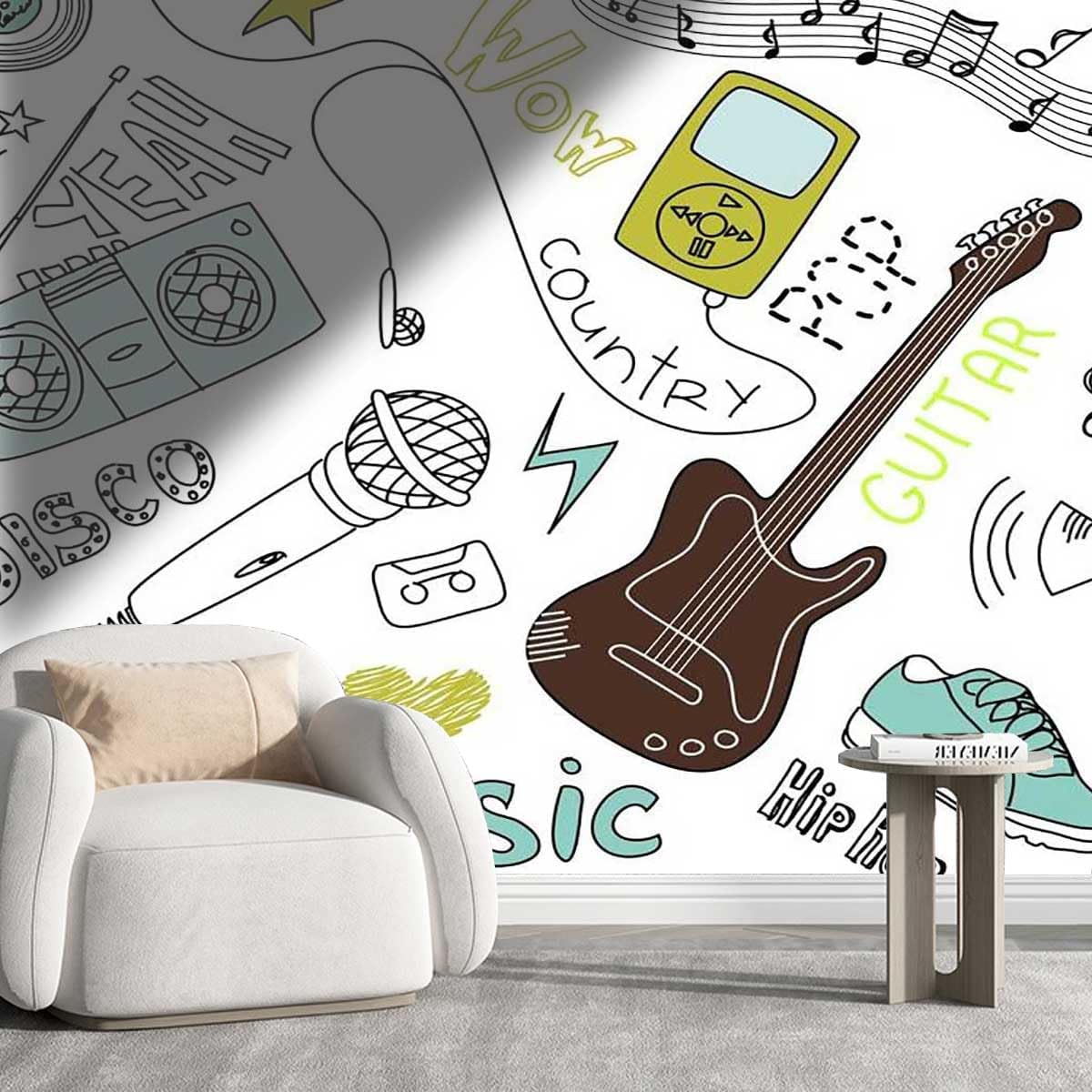 YANFENQI Peel Stick Wallpaper Retro Music Graffiti Vinyl Contact Paper ...