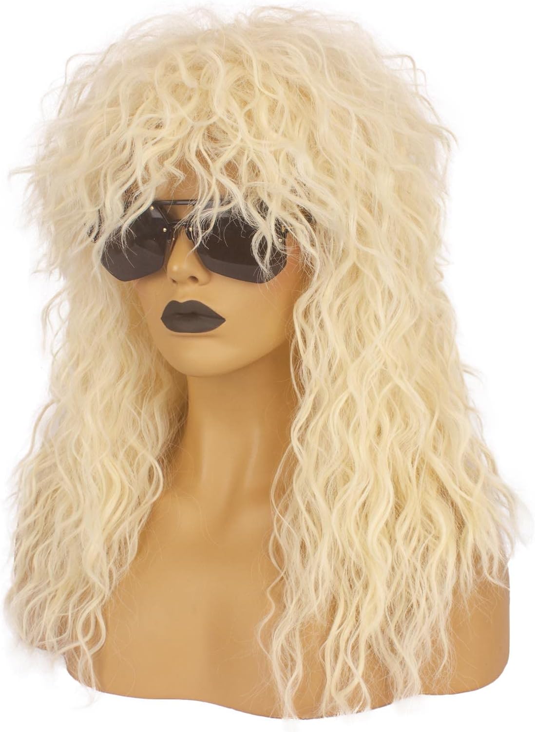 Amazon.com: Askuang 80s Rock Mullet Wig for Men and Women Long Curly ...