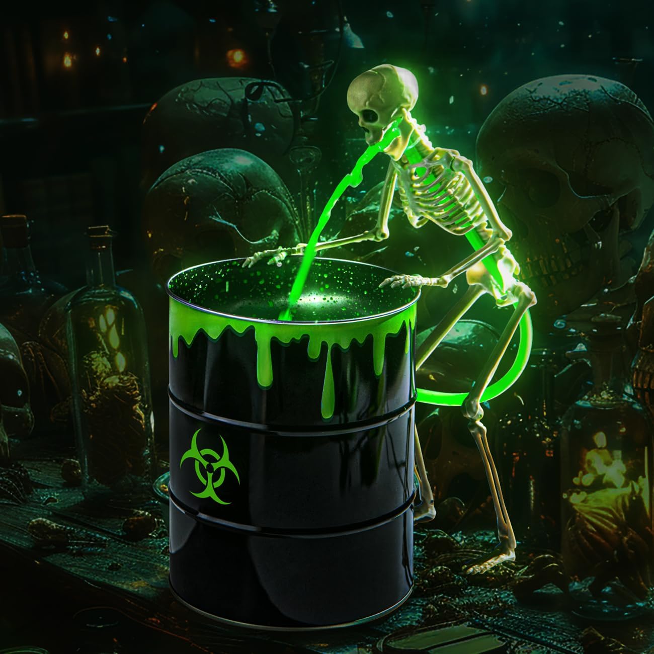 Halloween Decorations Indoor - Puking Skeleton Decor with Black Light ...