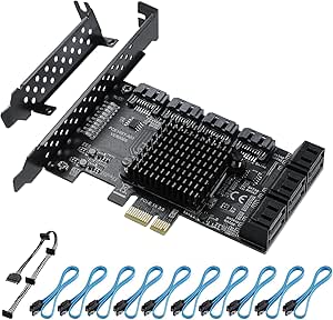 Amazon.com: YABOANG PCI-E 1X SATA Card 10 Port, 6 Gbit/s SATA 3.0 PCIe ...