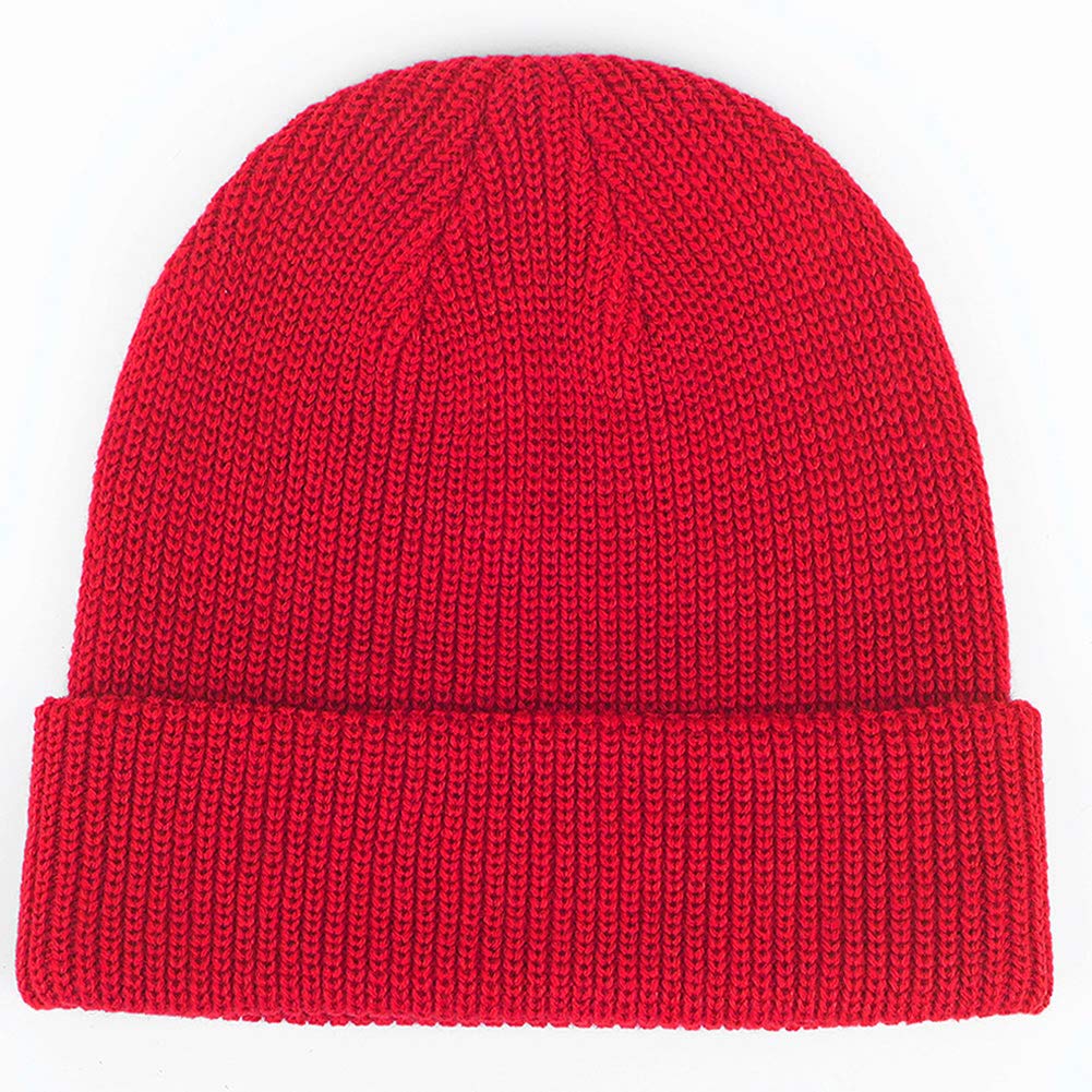 Snapklik.com : Red Knit Beanie Hat For Men